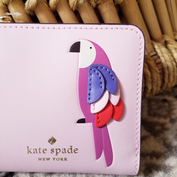 kate spade | Bags | Kate Spade Flock Party Parrot Lzip Bifold Wallet ...